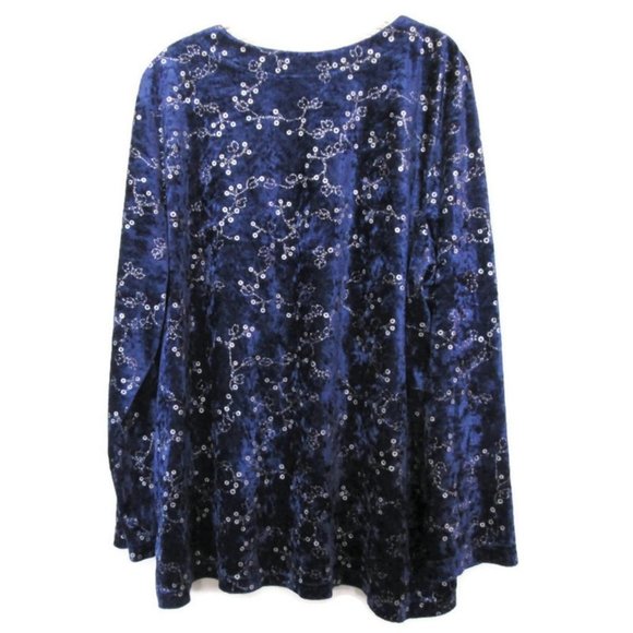 Vintage | Tops | Vintage Boho Plus Size Silver Blue Velvet Top 3x ...